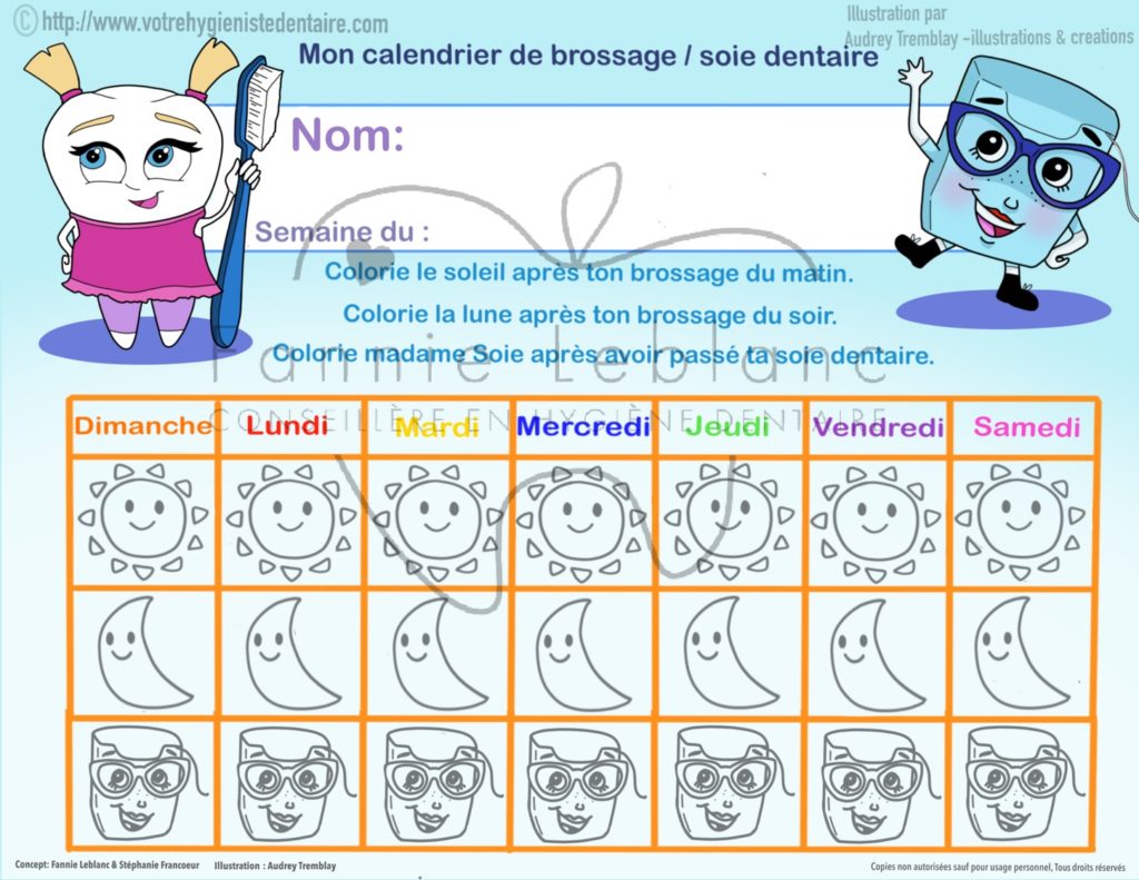 Calendrier de brossage/soie dentaire (version numérique) – Les éditions ...